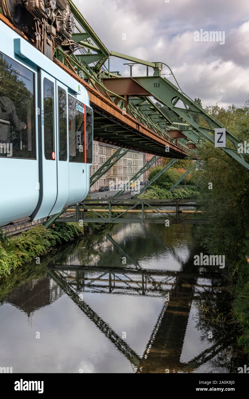 The amazing hanging monorail called the Schwebebahn in Wuppertal, near ...