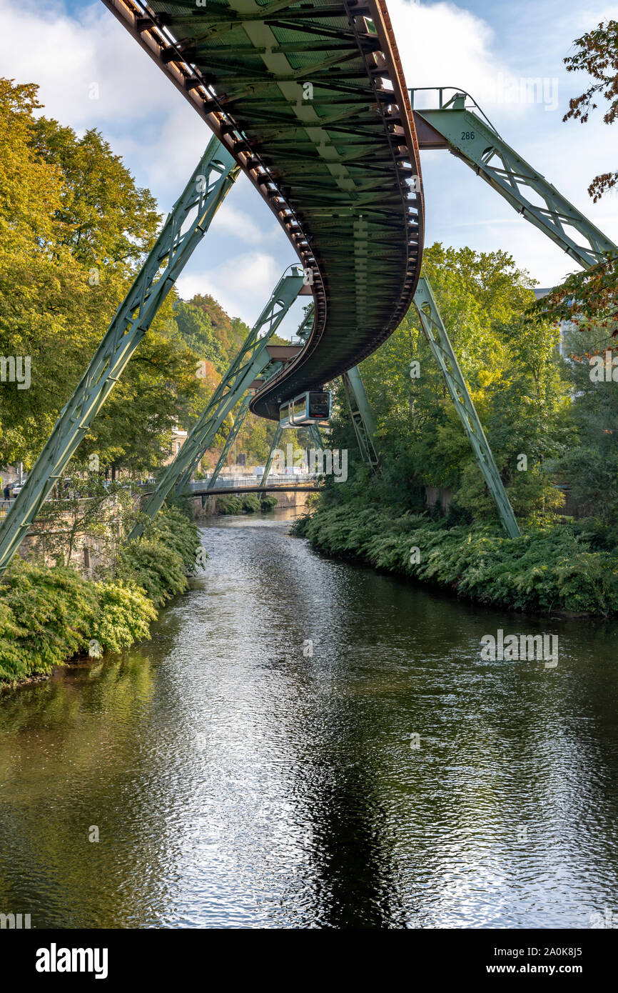 The amazing hanging monorail called the Schwebebahn in Wuppertal, near ...