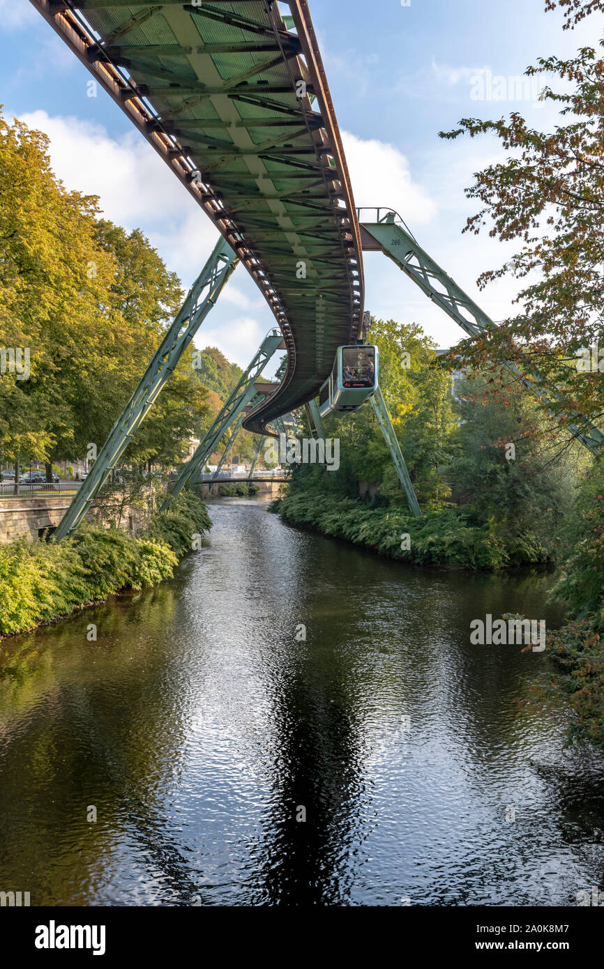 The amazing hanging monorail called the Schwebebahn in Wuppertal, near ...