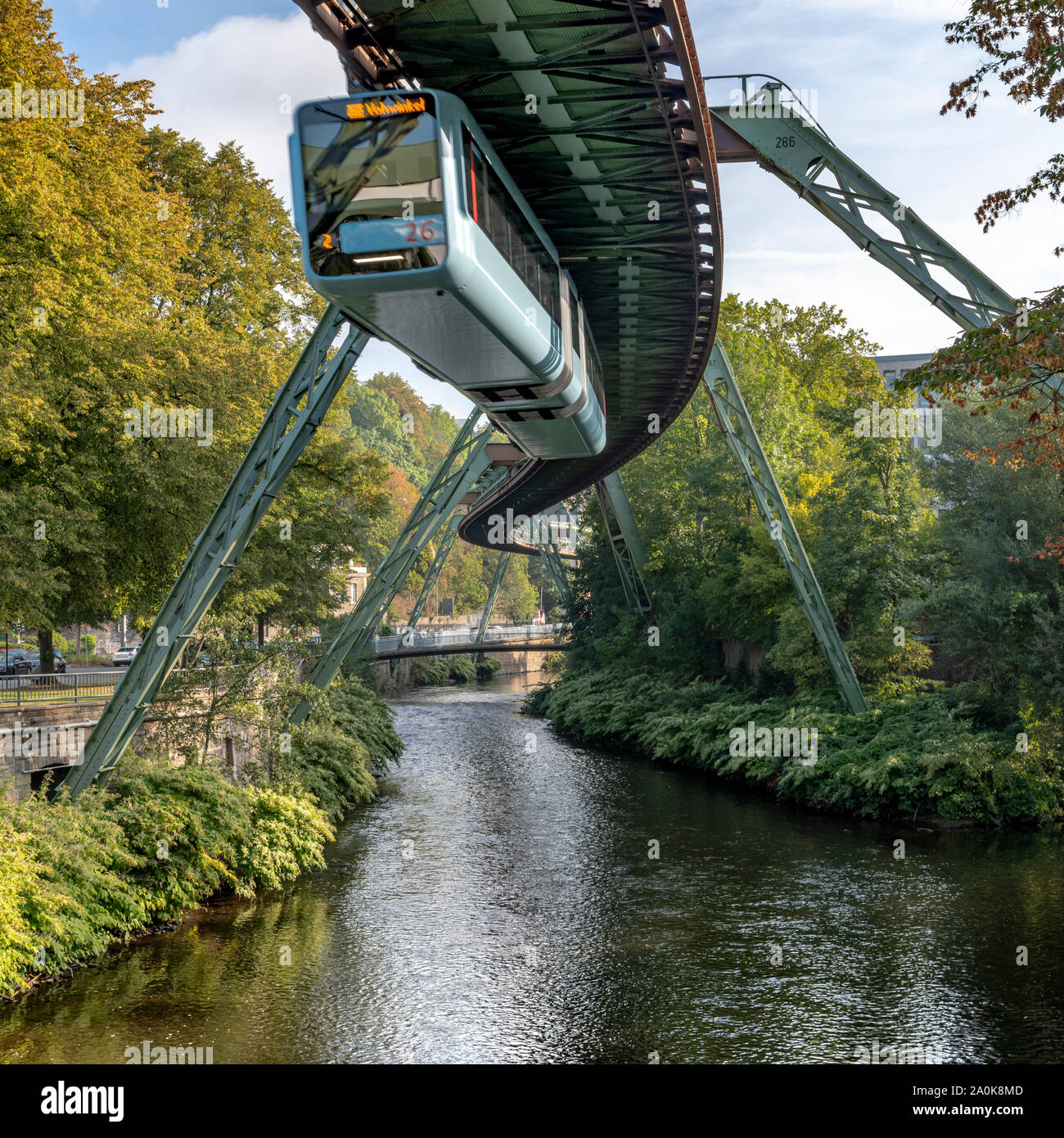 The amazing hanging monorail called the Schwebebahn in Wuppertal, near ...