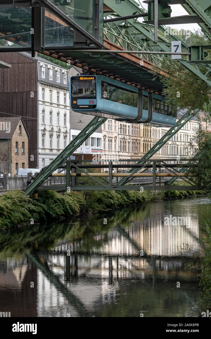 The amazing hanging monorail called the Schwebebahn in Wuppertal, near ...