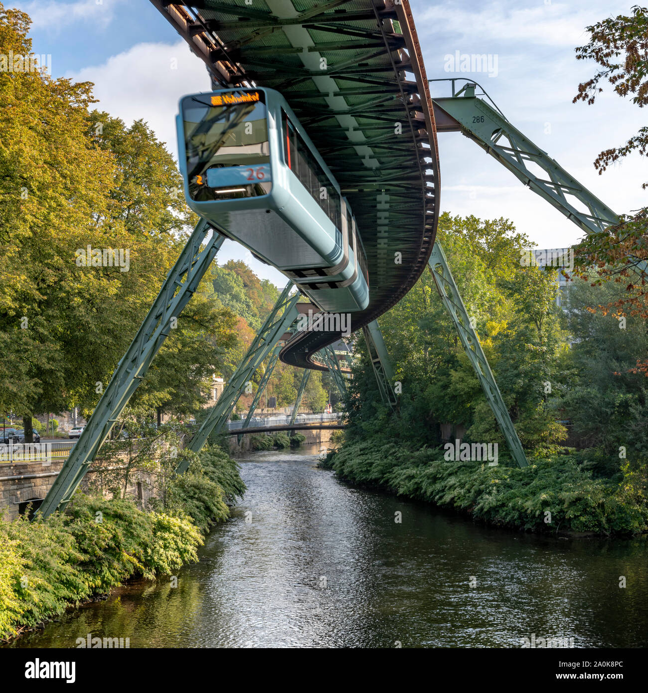 The amazing hanging monorail called the Schwebebahn in Wuppertal, near ...