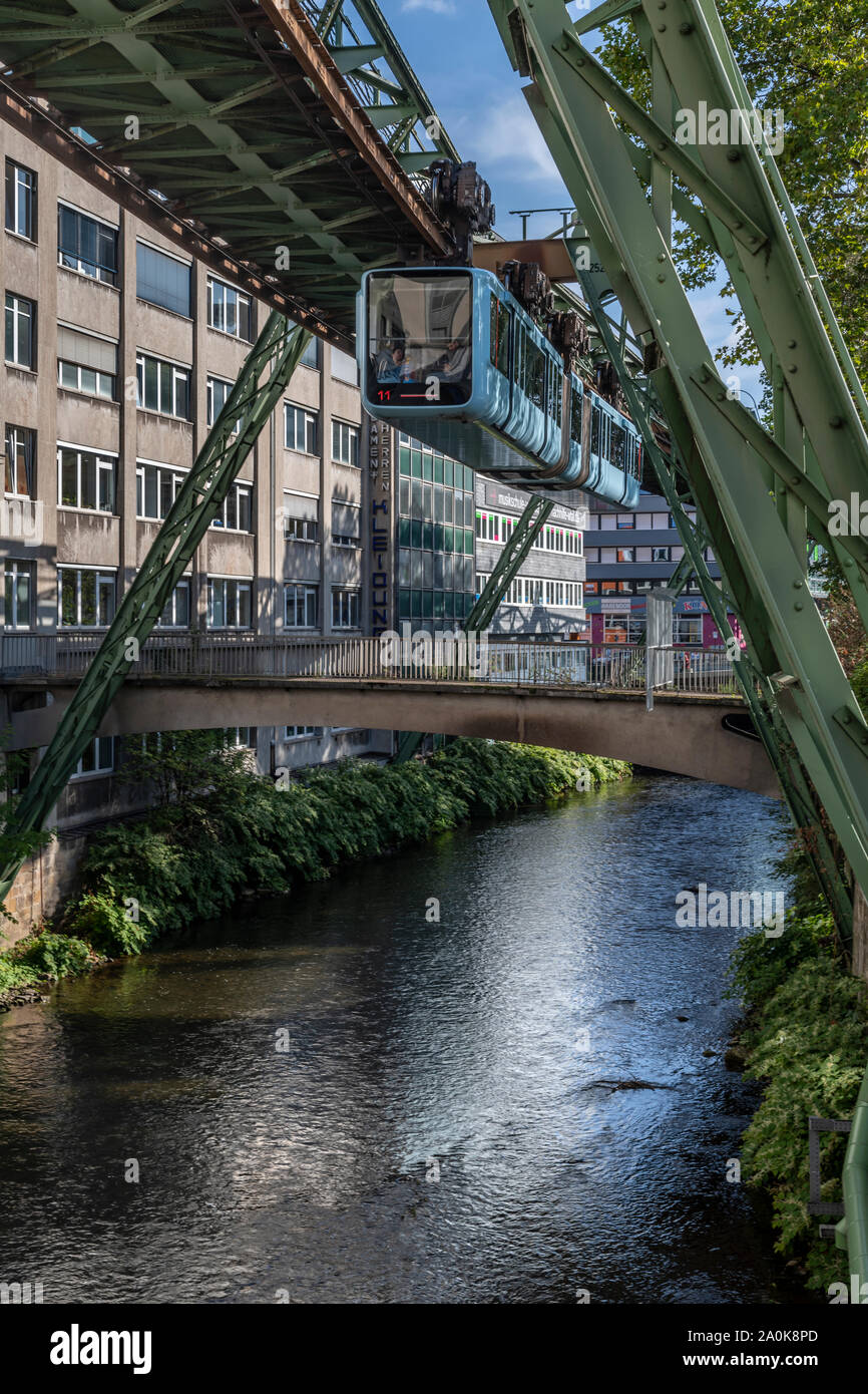 The amazing hanging monorail called the Schwebebahn in Wuppertal, near ...