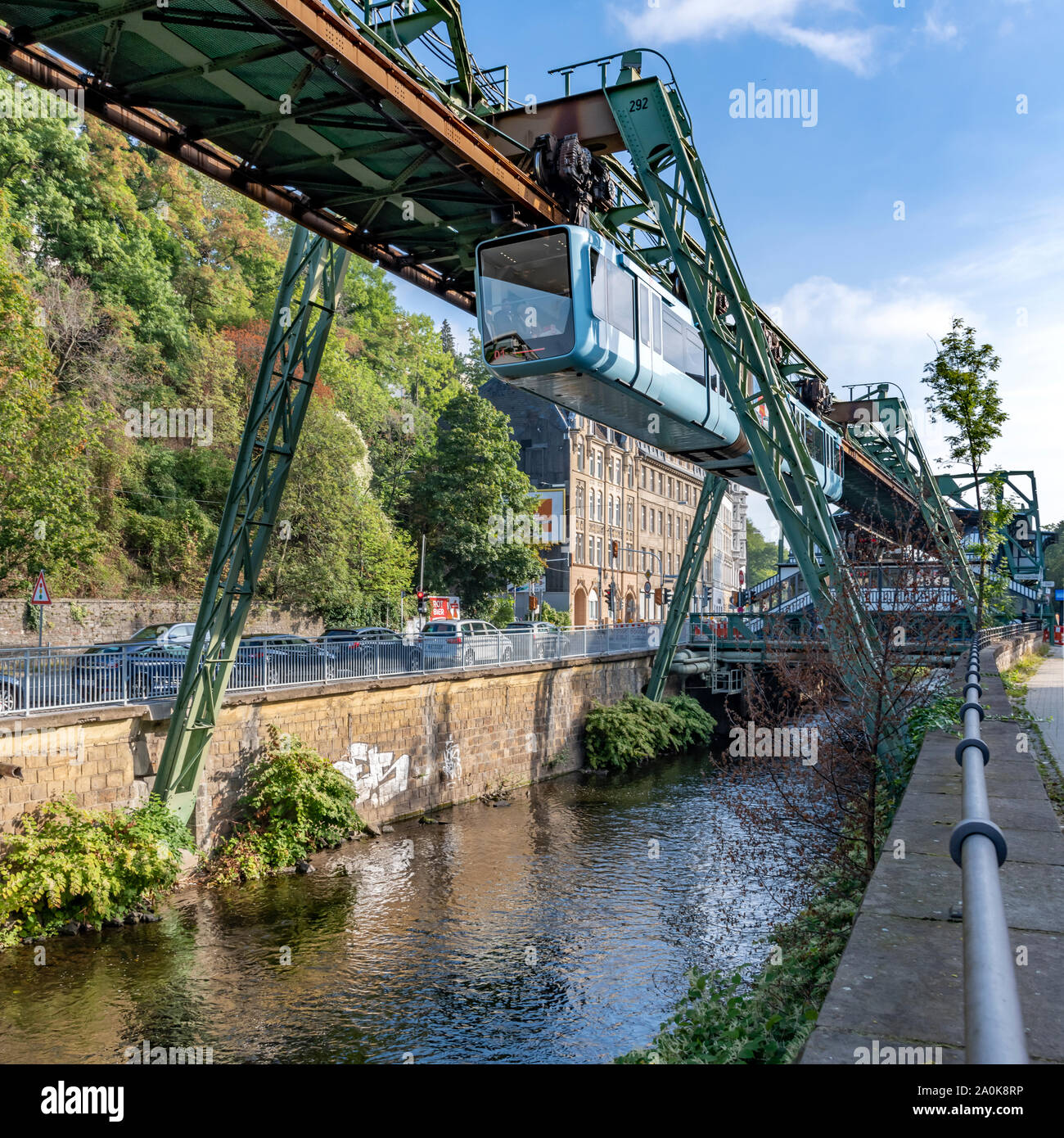 The amazing hanging monorail called the Schwebebahn in Wuppertal, near ...