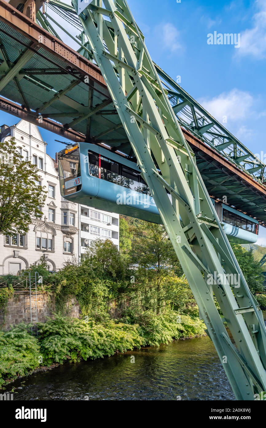 The amazing hanging monorail called the Schwebebahn in Wuppertal, near ...