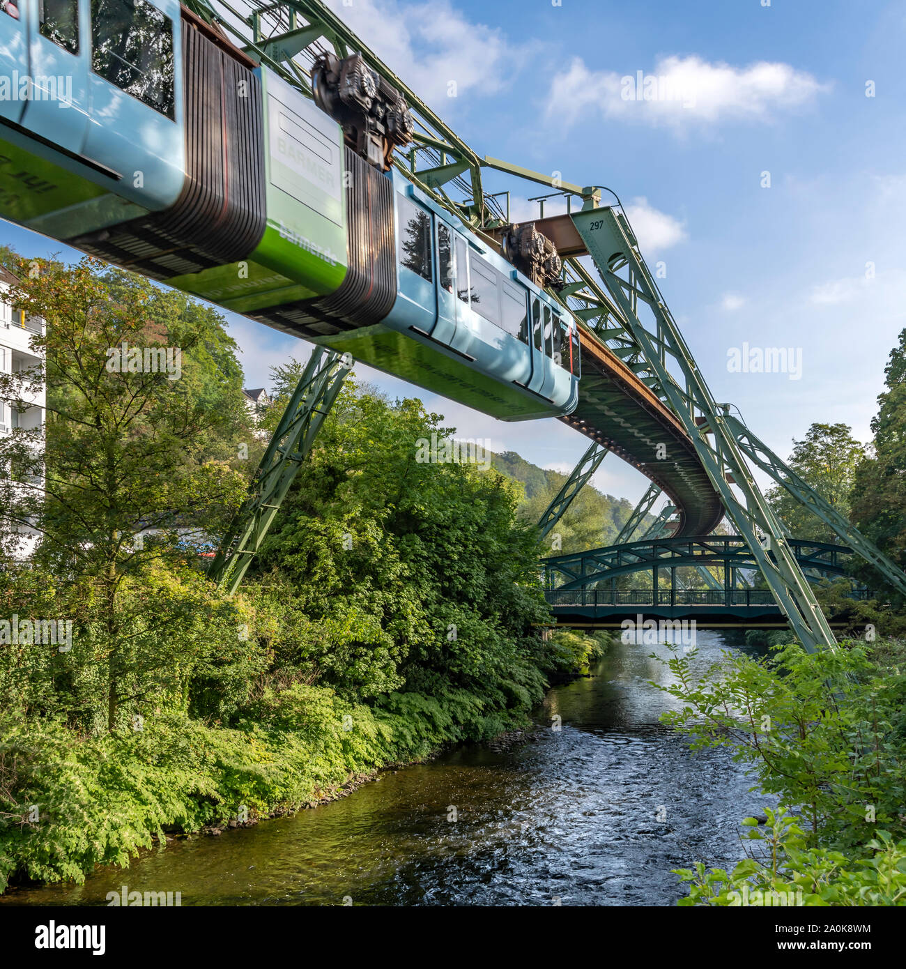 The amazing hanging monorail called the Schwebebahn in Wuppertal, near ...