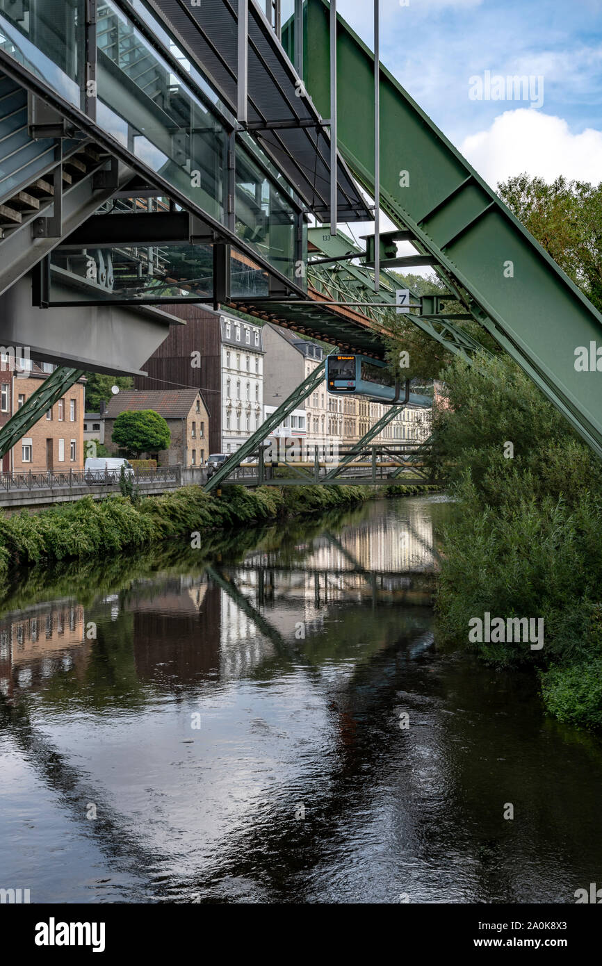 The amazing hanging monorail called the Schwebebahn in Wuppertal, near ...