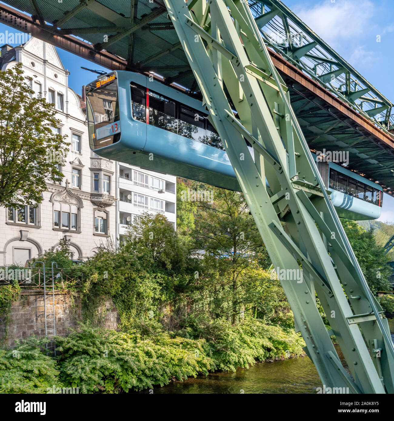 The amazing hanging monorail called the Schwebebahn in Wuppertal, near ...