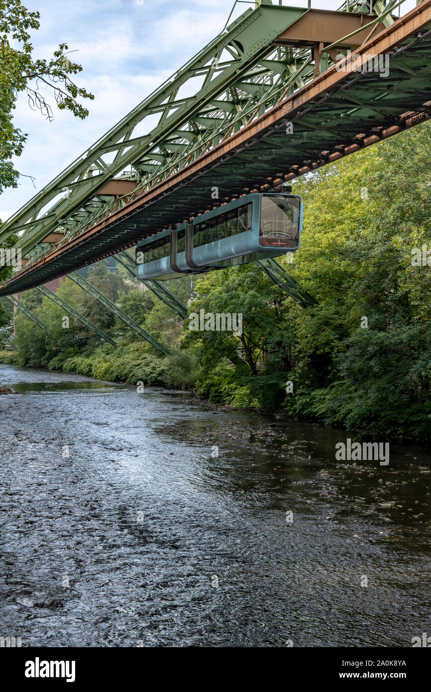 The amazing hanging monorail called the Schwebebahn in Wuppertal, near ...