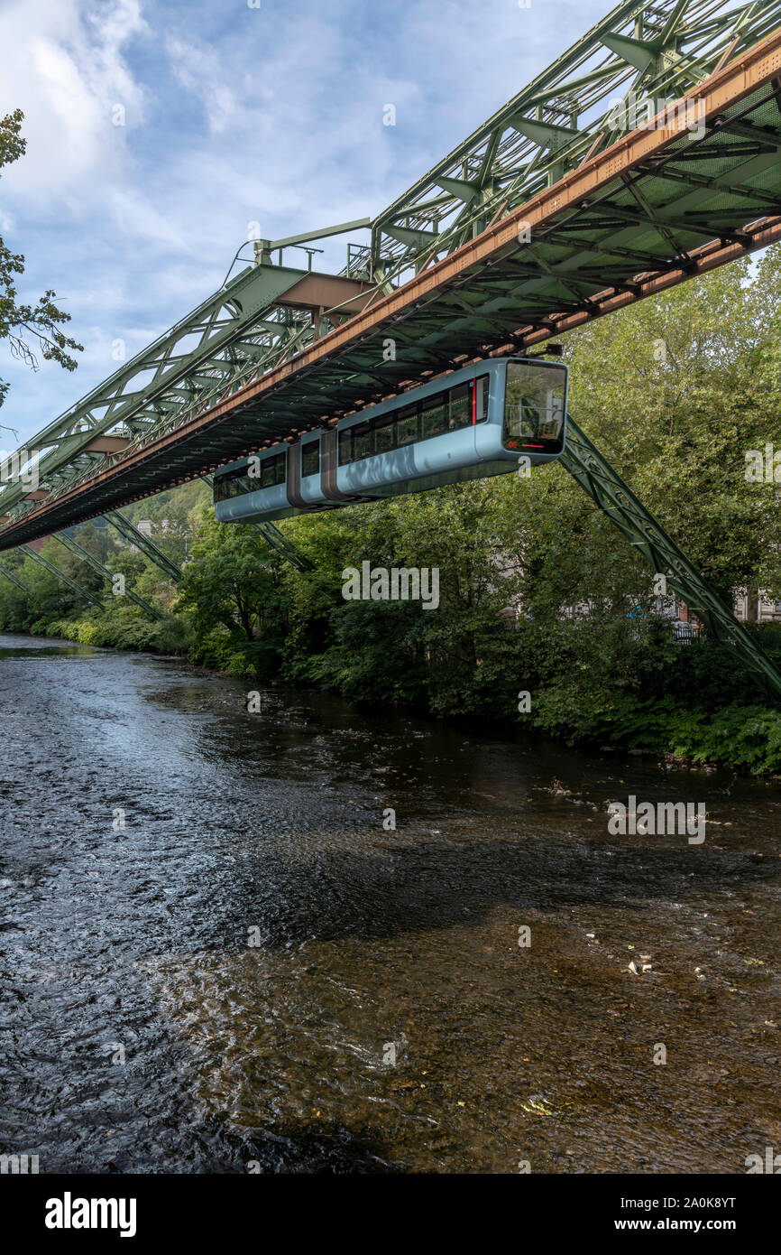 The amazing hanging monorail called the Schwebebahn in Wuppertal, near ...
