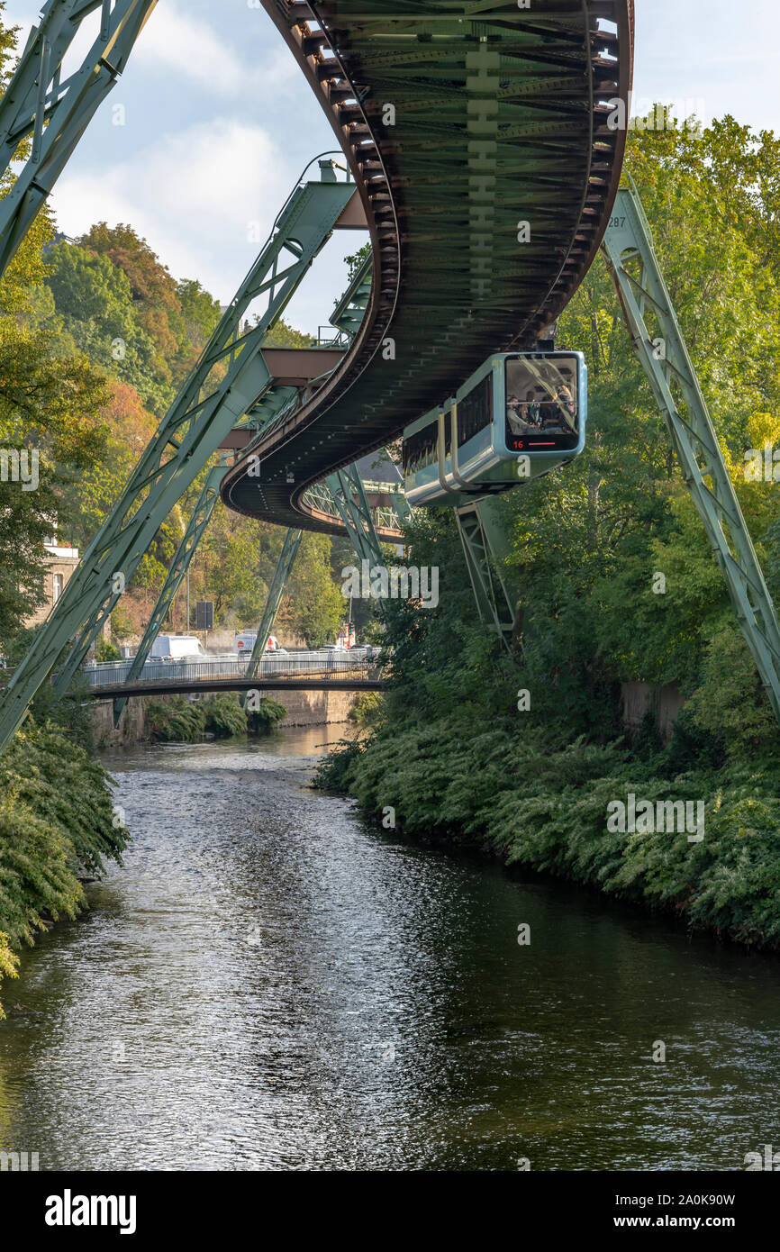 The amazing hanging monorail called the Schwebebahn in Wuppertal, near ...