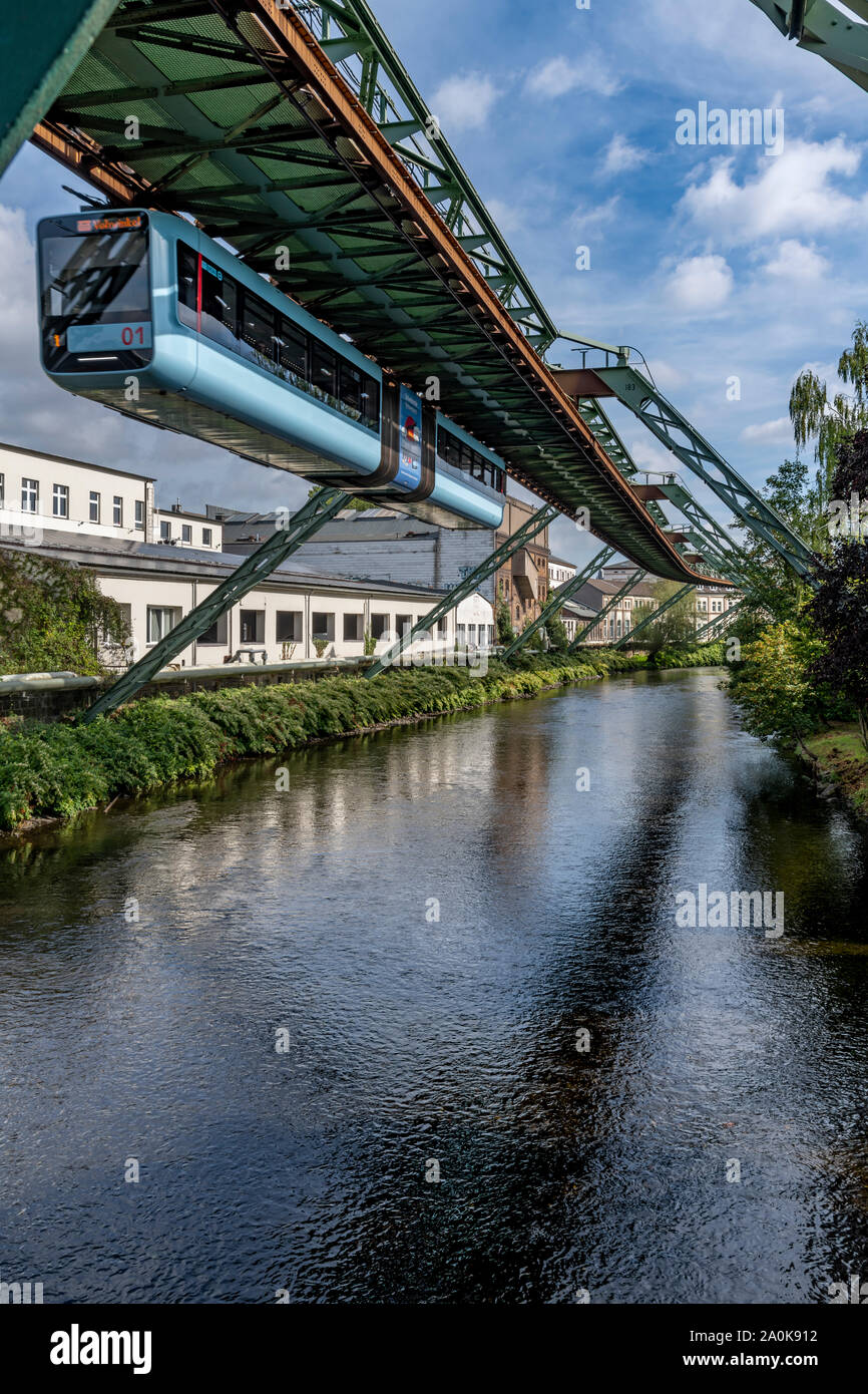 The amazing hanging monorail called the Schwebebahn in Wuppertal, near ...