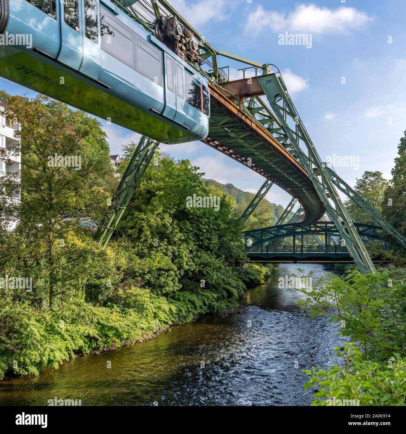 The amazing hanging monorail called the Schwebebahn in Wuppertal, near ...