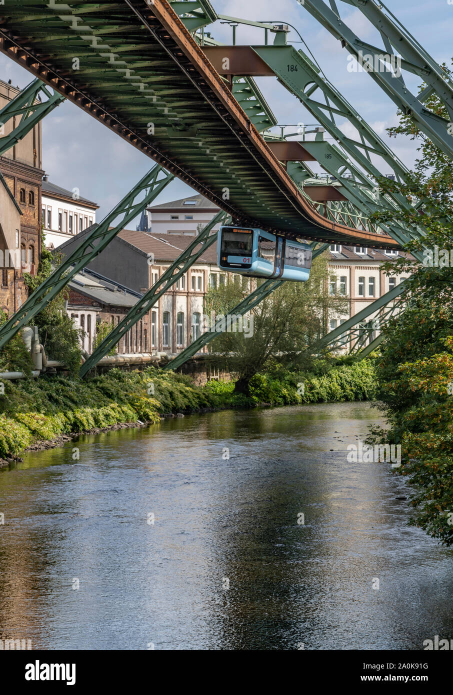 The amazing hanging monorail called the Schwebebahn in Wuppertal, near ...