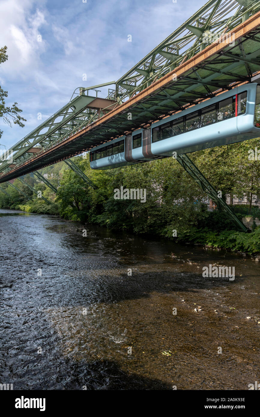 The amazing hanging monorail called the Schwebebahn in Wuppertal, near ...