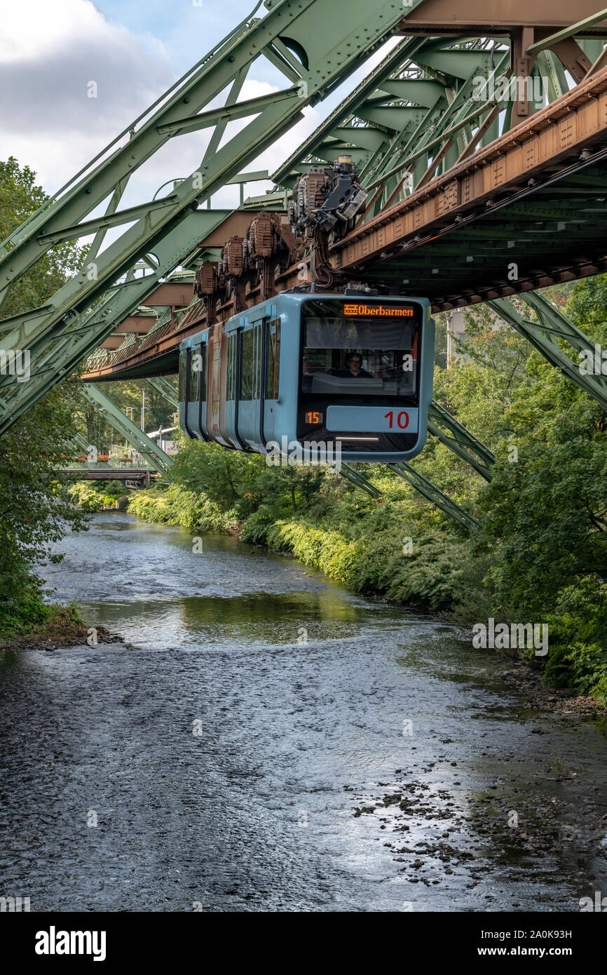 The amazing hanging monorail called the Schwebebahn in Wuppertal, near ...