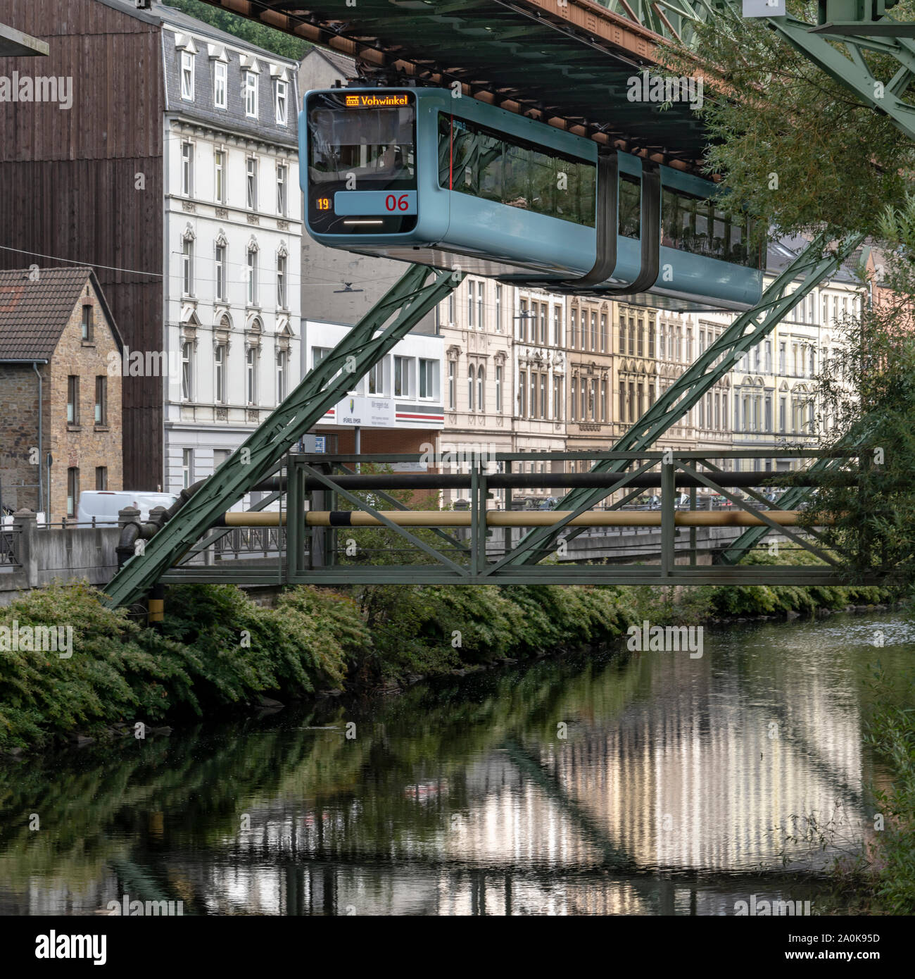 The amazing hanging monorail called the Schwebebahn in Wuppertal, near ...