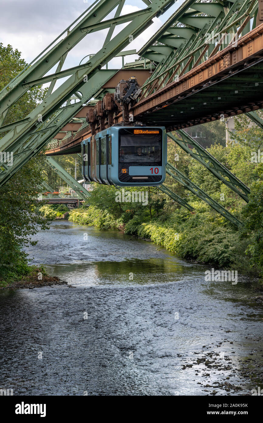 The amazing hanging monorail called the Schwebebahn in Wuppertal, near ...