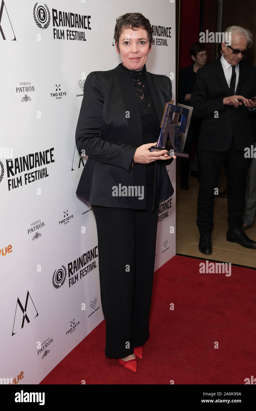 Olivia Colman with the Raindance 2019 Icon Award at The May Fair Hotel ...
