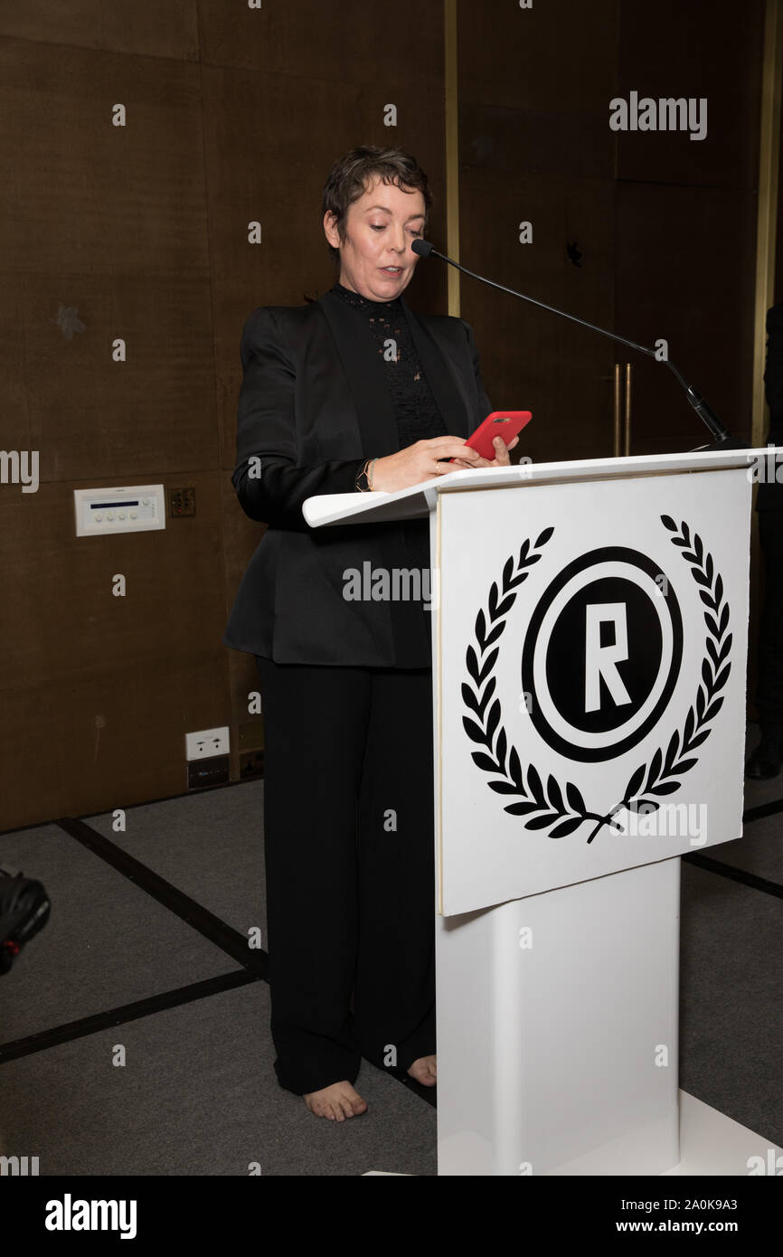 Olivia Colman gives speech after receiving the Raindance 2019 Icon ...