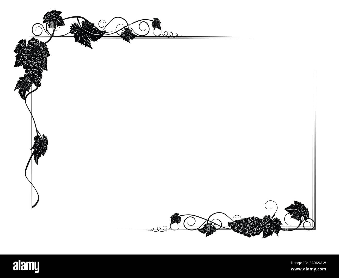 Grape frame, with grapes and leaves, the wine label Stock Vector Image ...