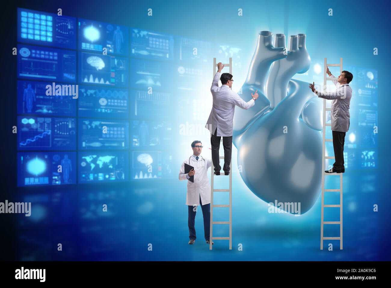 The heart examination by a team of doctors Stock Photo - Alamy