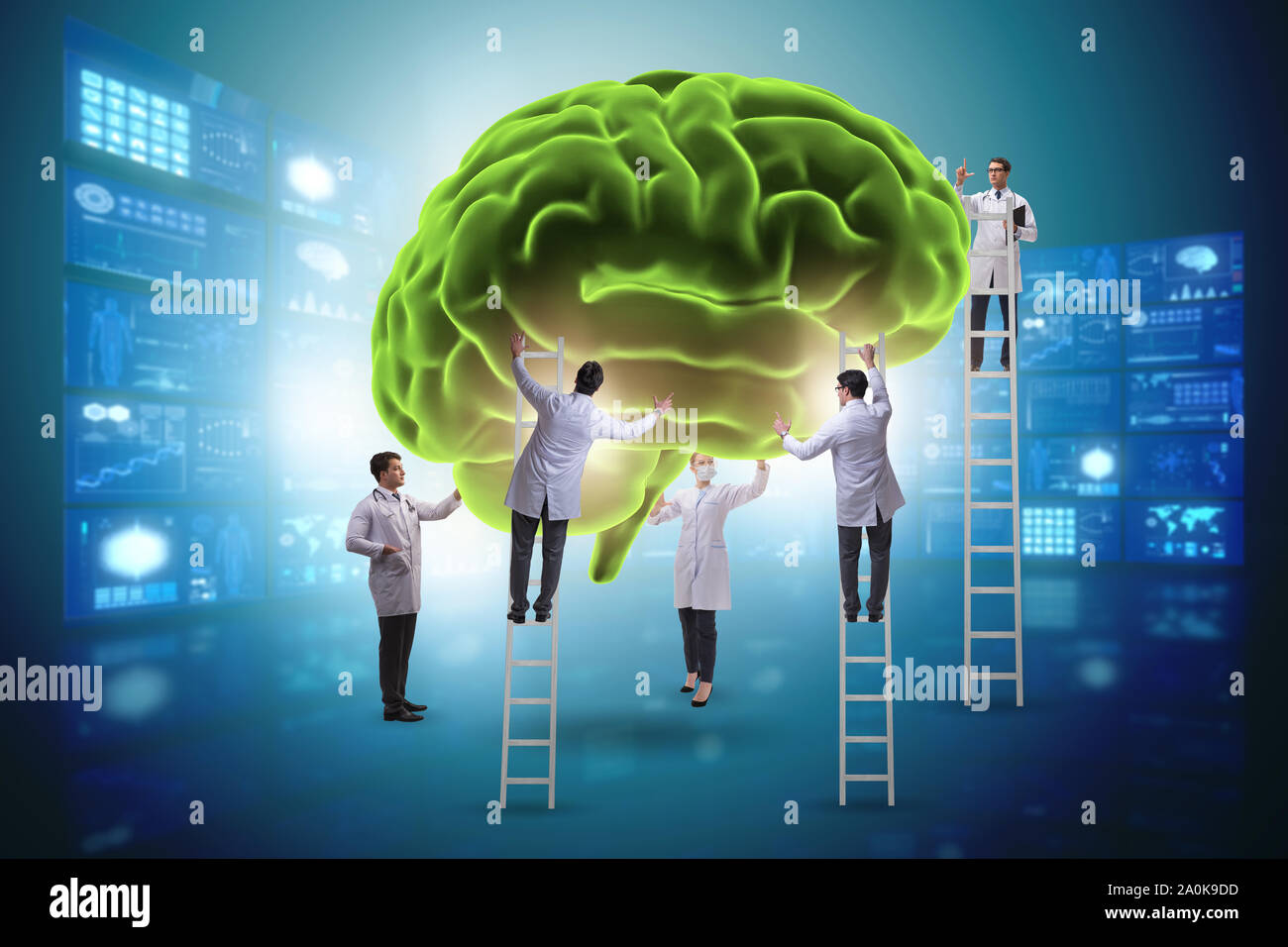 The team of doctors examining human brain Stock Photo - Alamy