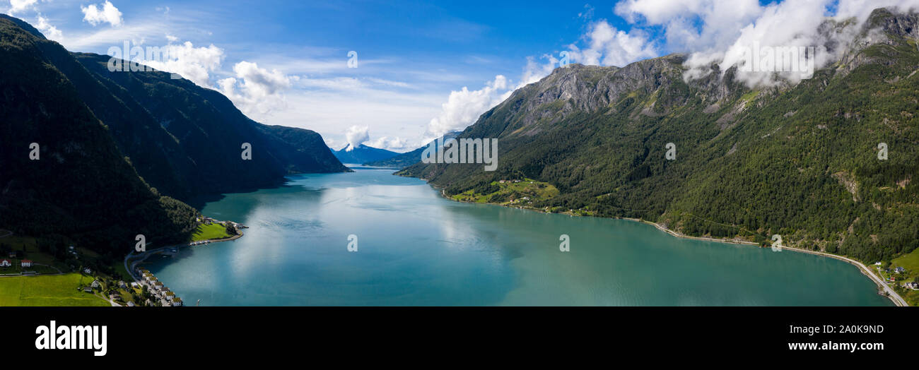 Lustrafjord as seen from the town of Skjolden Stock Photo - Alamy