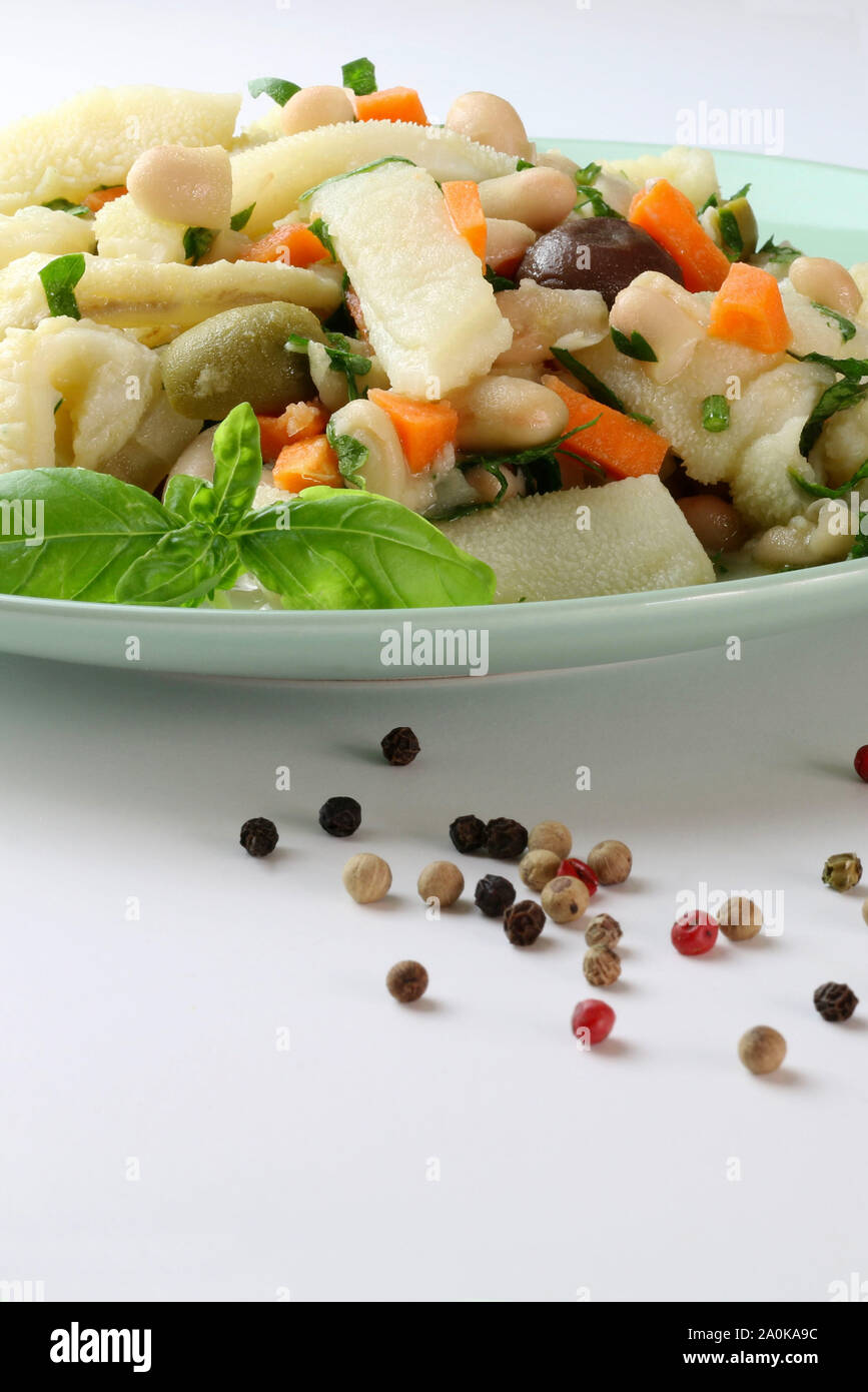 Concept of italian food. Tripe salad on white background Stock Photo ...