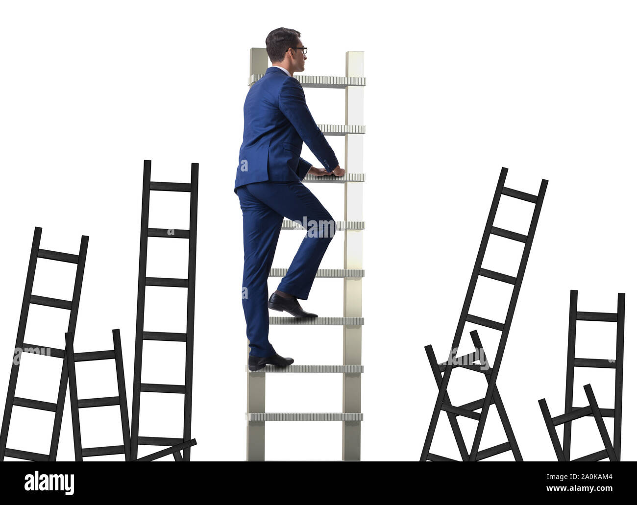 The career concept with businessman climbing ladder Stock Photo - Alamy