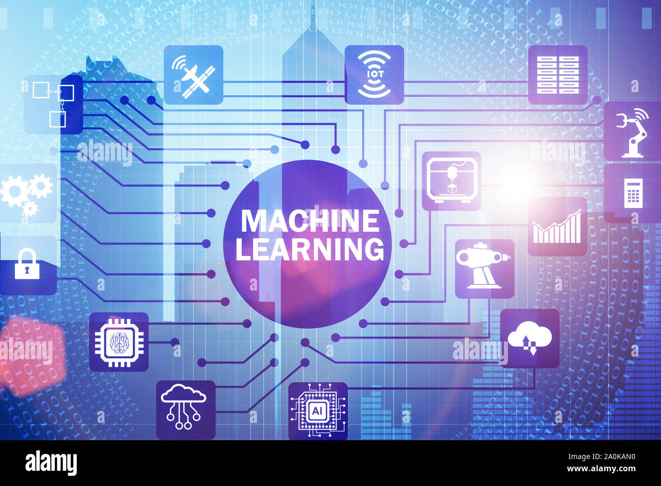 The concept of modern it technology with machine learning Stock Photo ...