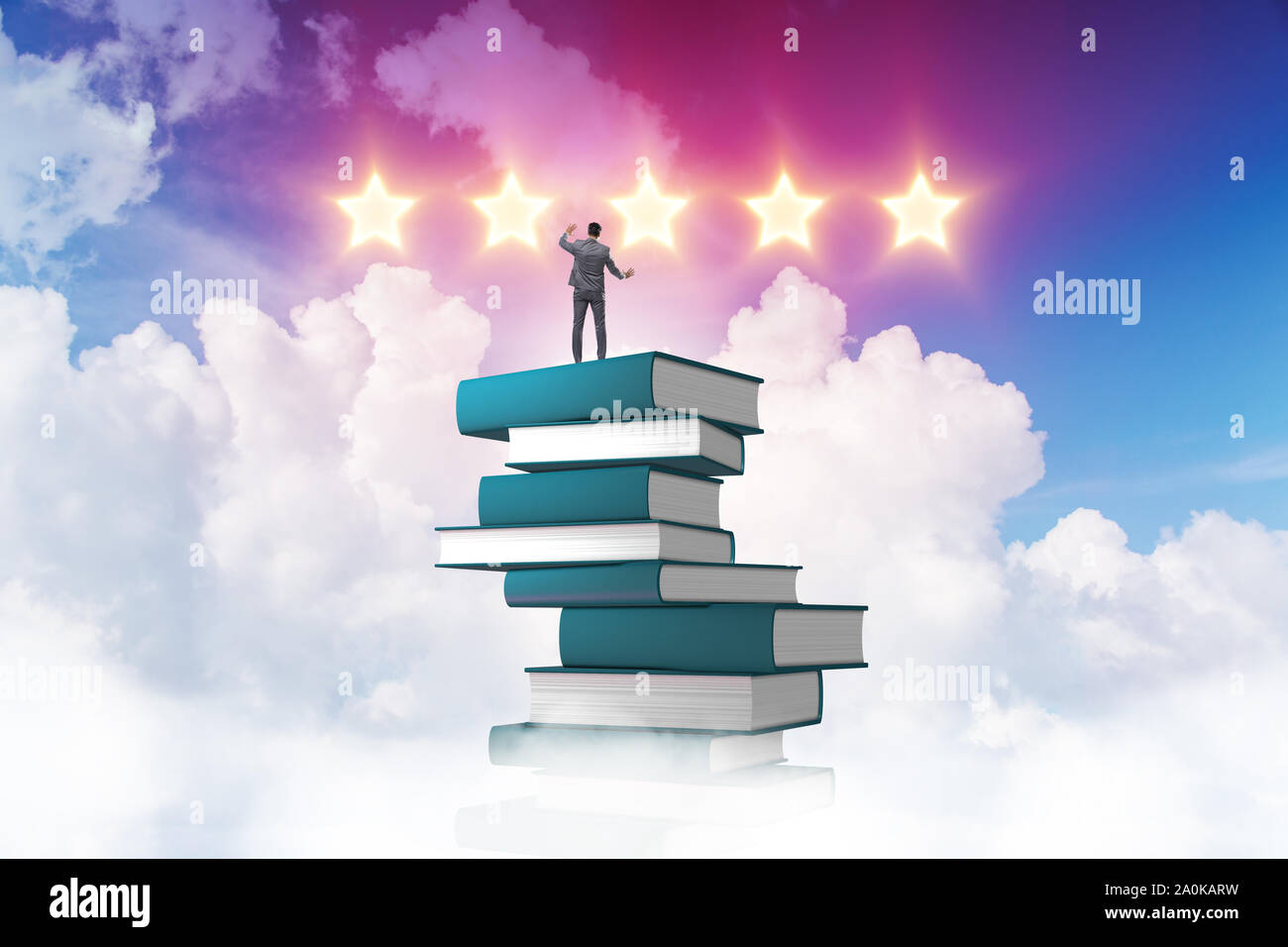 The business education concept with businessman and books Stock Photo ...