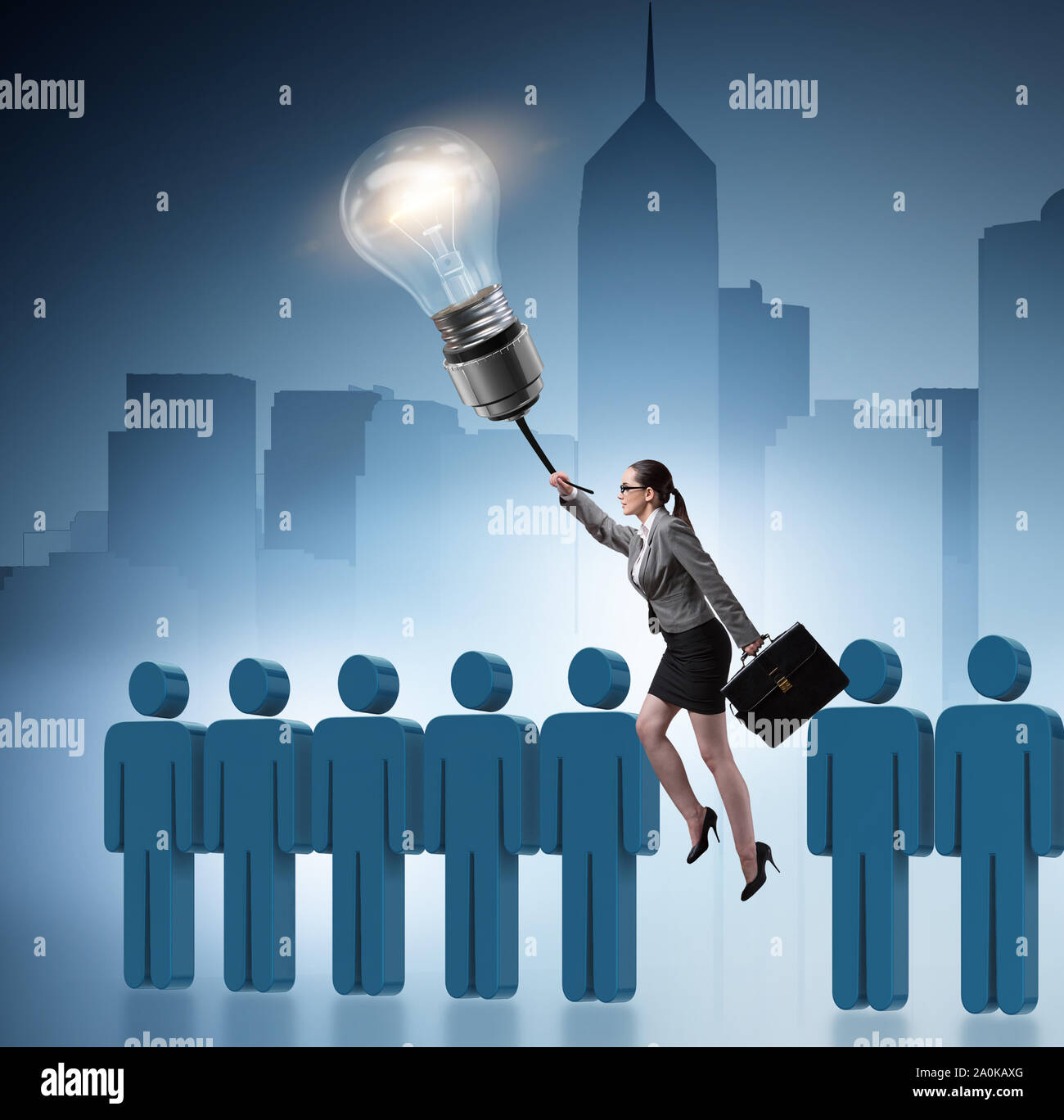 The businesswoman in career promotion concept Stock Photo - Alamy