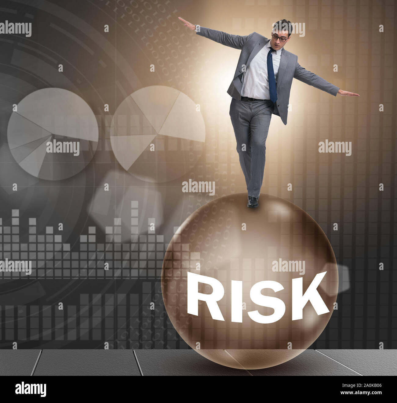 The young businessman in business risk and uncertainty concept Stock ...