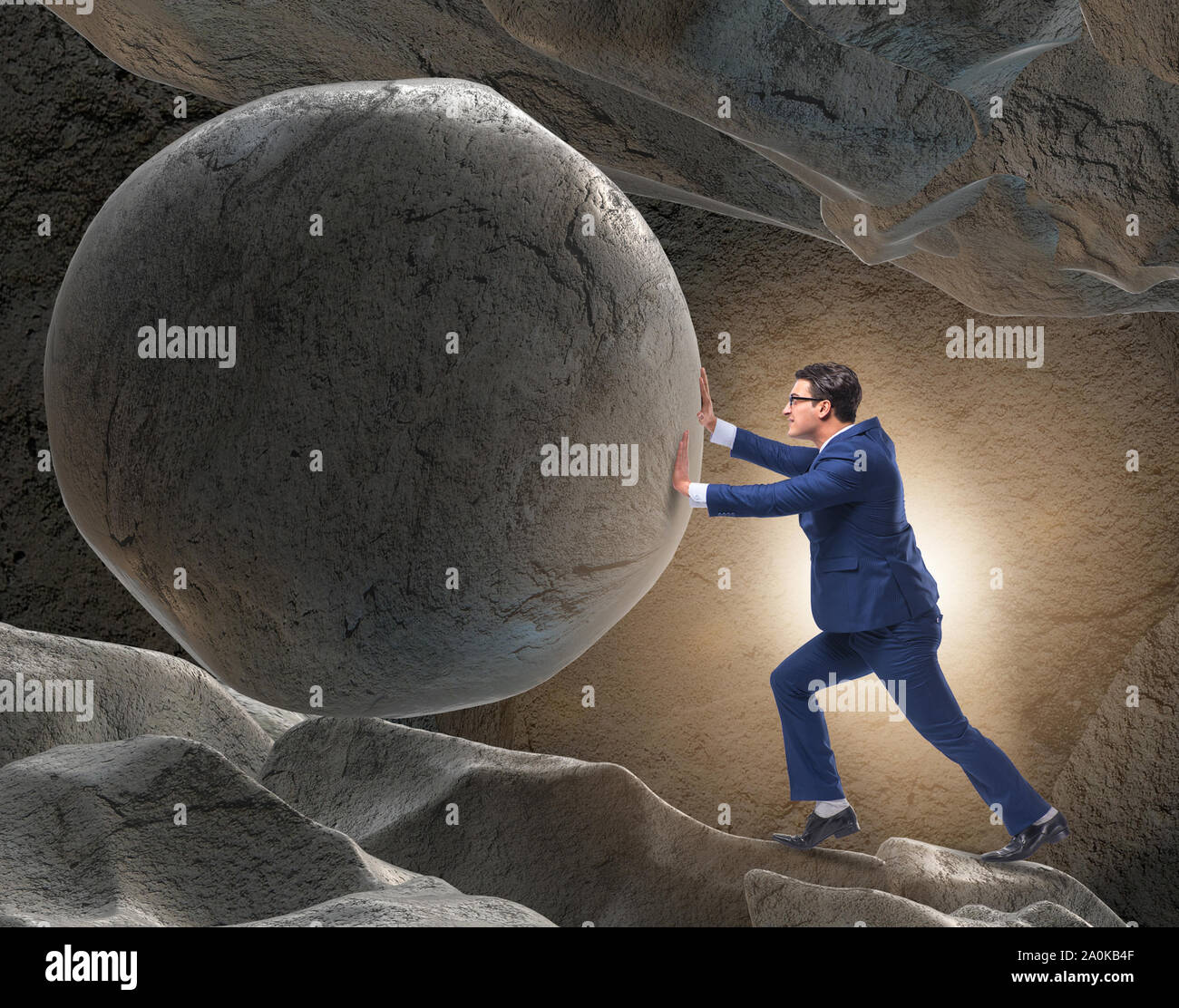 The businessman in difficult challenge concept Stock Photo - Alamy