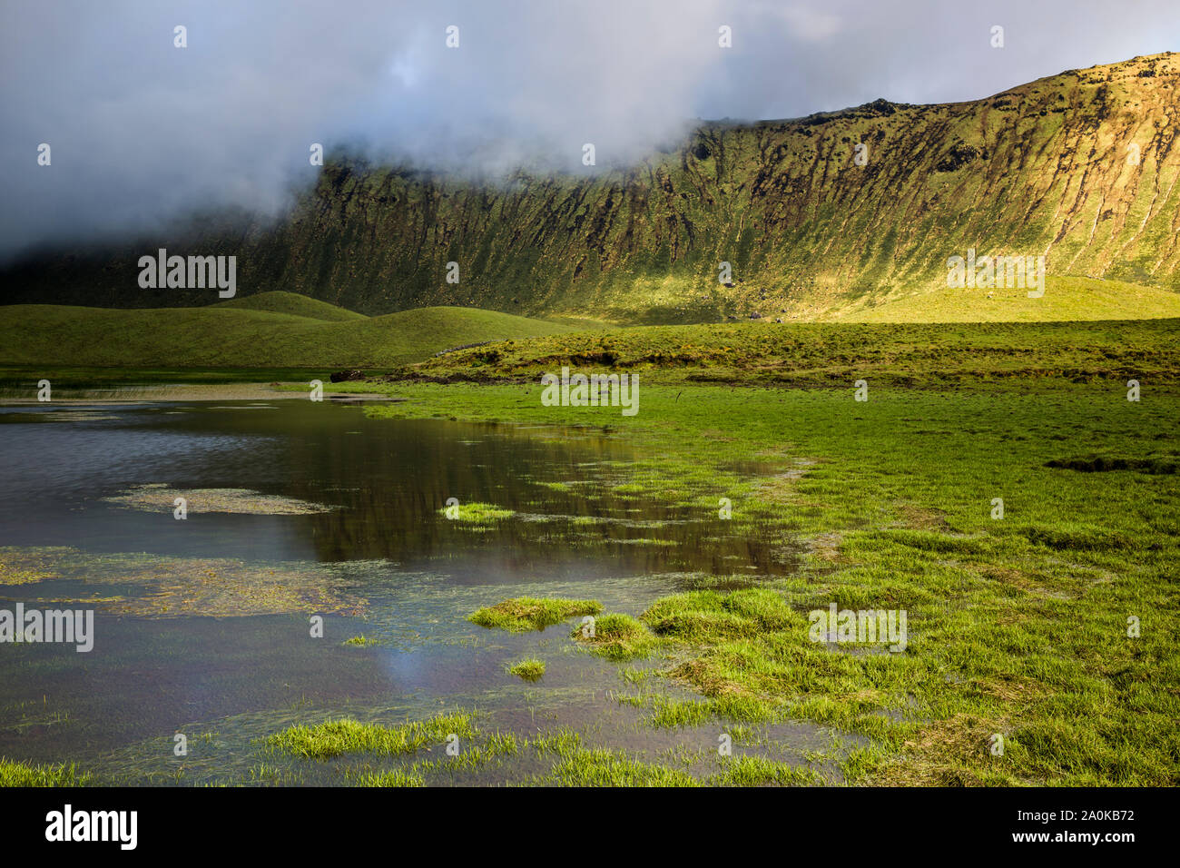 Corvo Caldera lagoon relfection. Azores, Portugal Stock Photo - Alamy