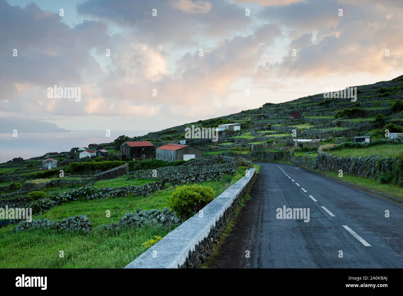 The old houses where animals were kept in Corvo. Azores, Portugal Stock ...