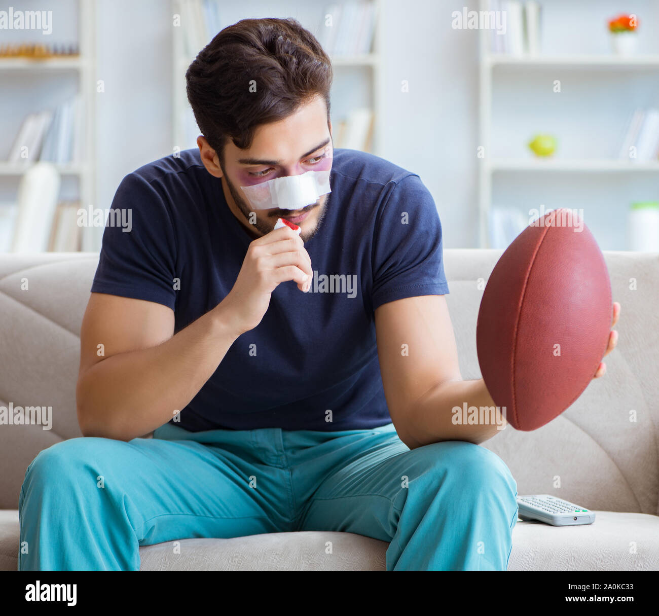 Young man defeated in sports game suffered loss with broken bleeding ...