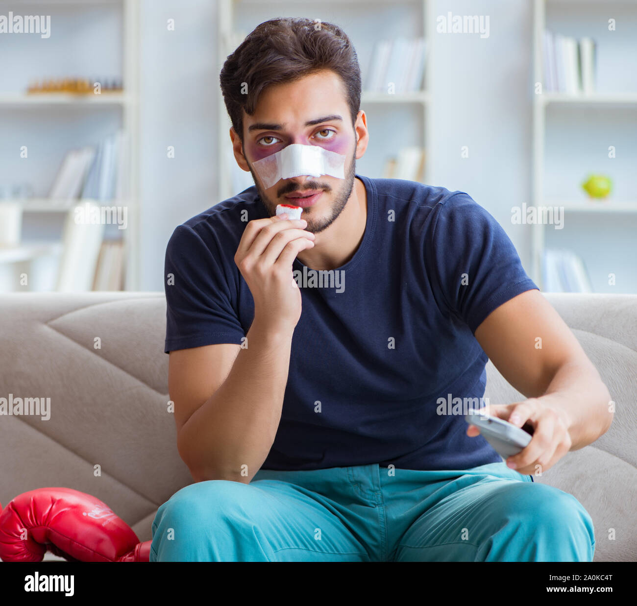 Young man defeated in sports game suffered loss with broken bleeding ...