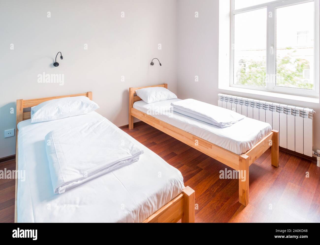 The twin bed room in hotel Stock Photo - Alamy