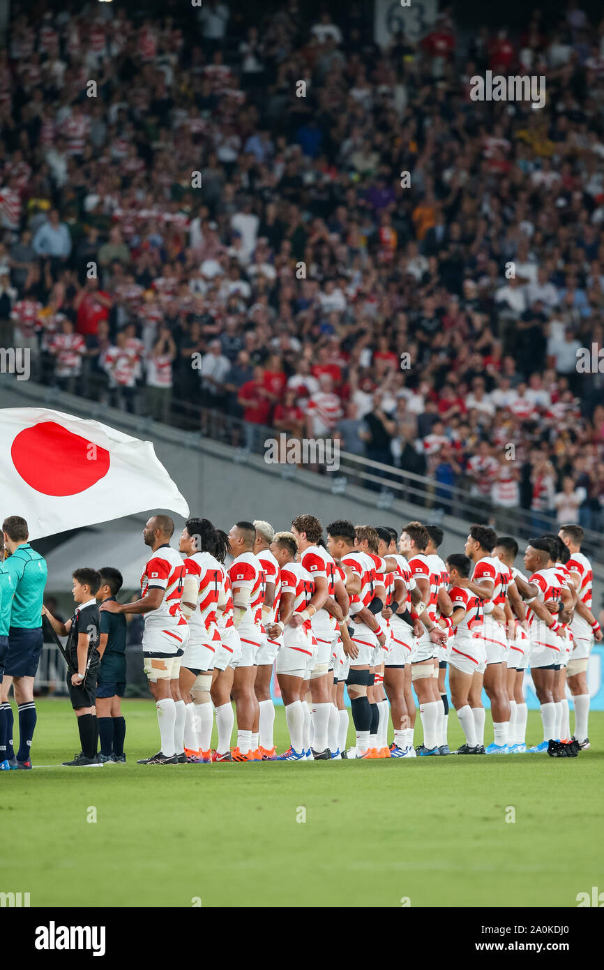 Japan line up for the national anthem hi-res stock photography and ...