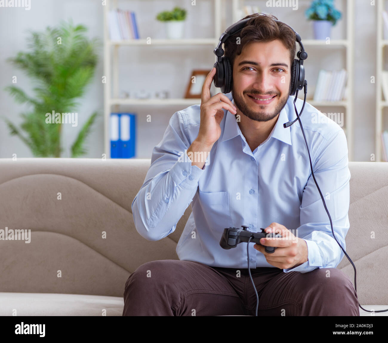 The student gamer playing games at home Stock Photo - Alamy