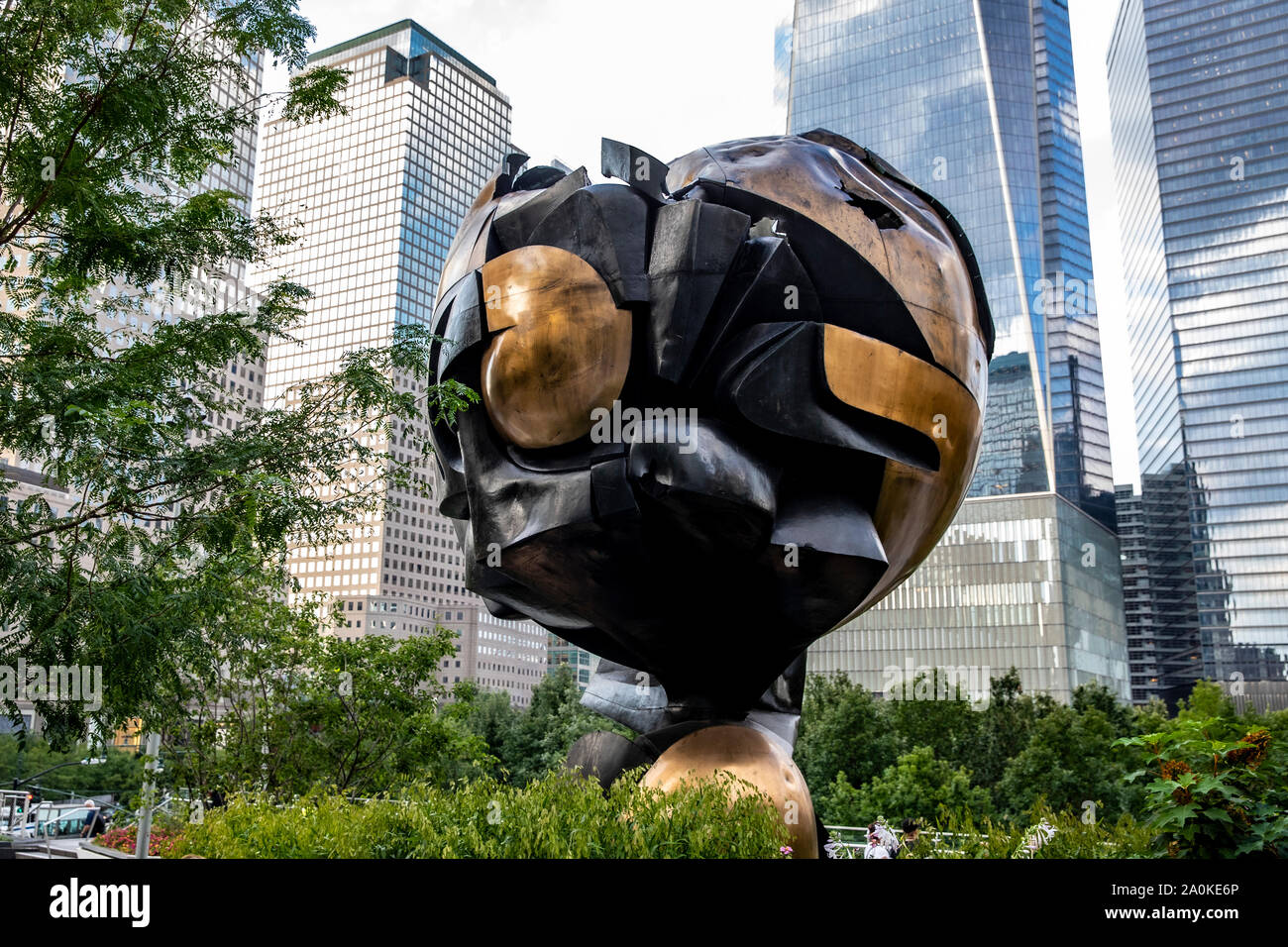 “The Sphere” has been relocated to Liberty Park, which overlooks the ...