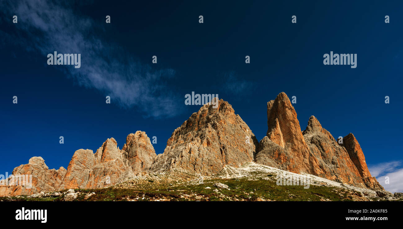 Panoramic view of the Tre Cime di Lavaredo, Dolomites Stock Photo - Alamy