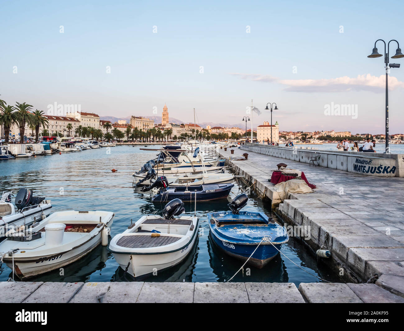 Split harbour in the evening light Stock Photo - Alamy