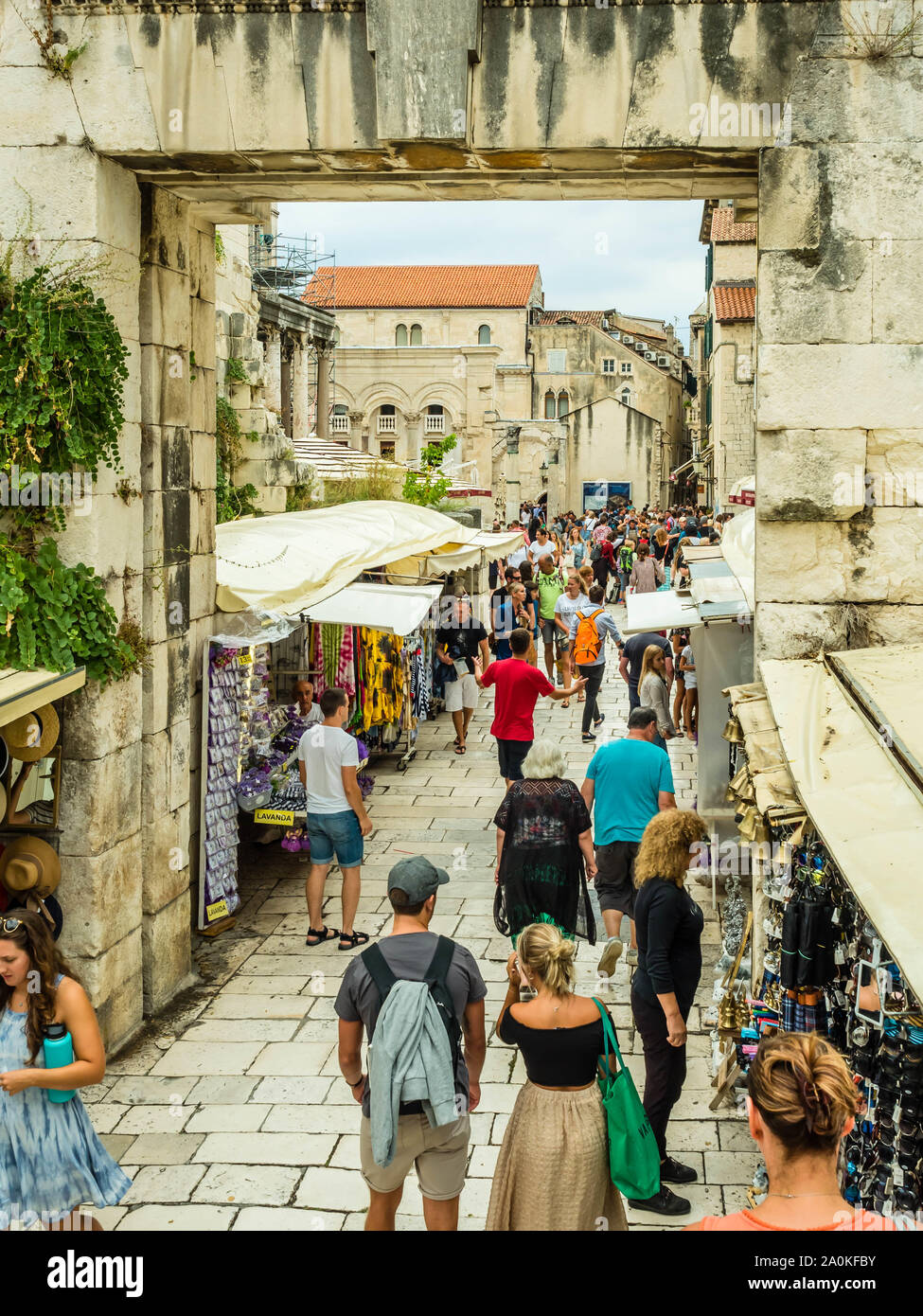 Market in the streets of split Stock Photo - Alamy