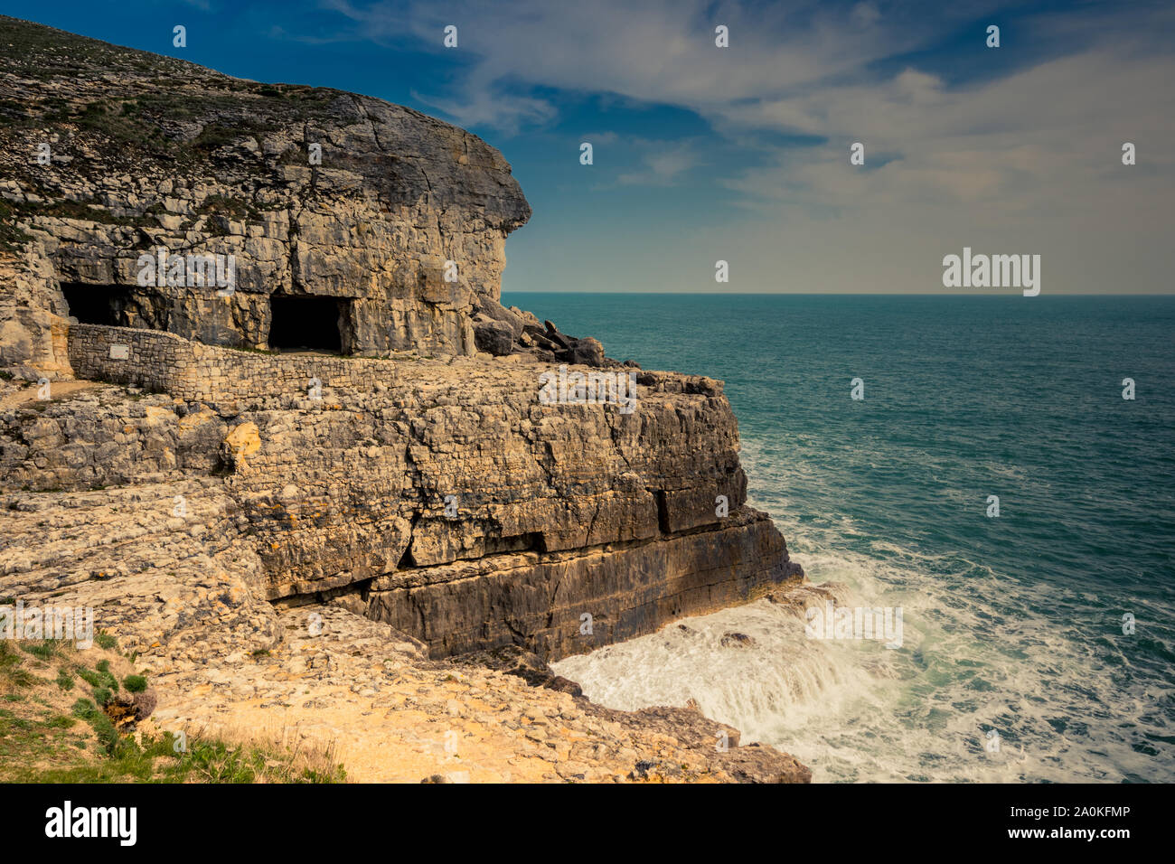 Tilly Whim Caves in Durlston Country Park near Swanage, Dorset, UK ...