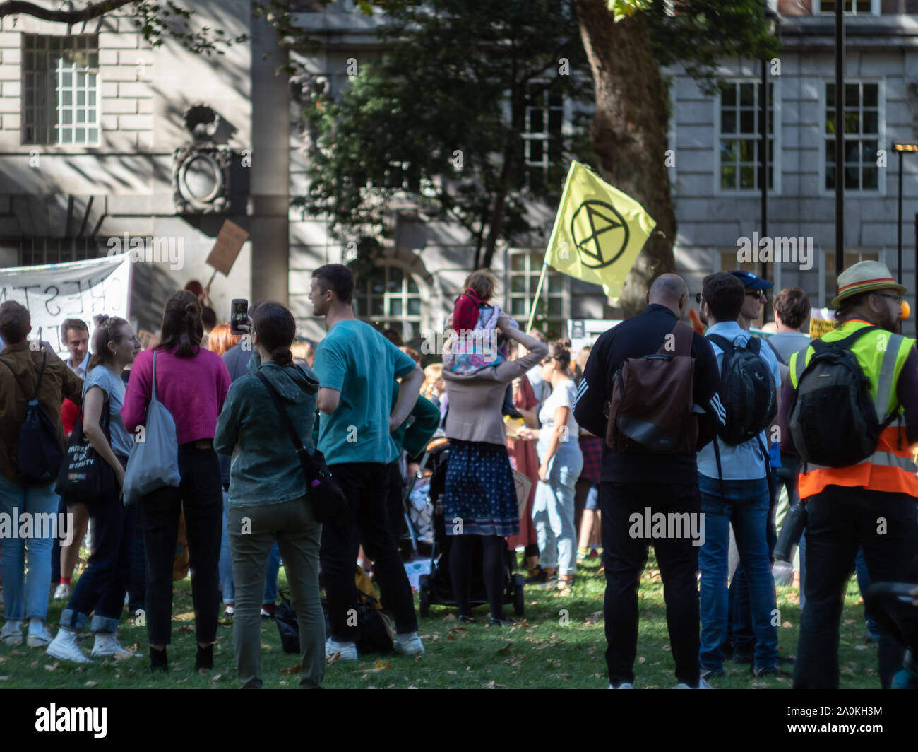 LONDON, UK - SEPTEMBER 20 2019: Crowd of people at the Global Climate ...