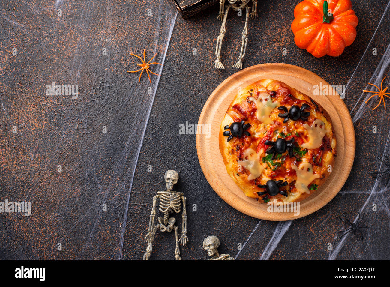Halloween scary pizza decorated ghosts Stock Photo - Alamy