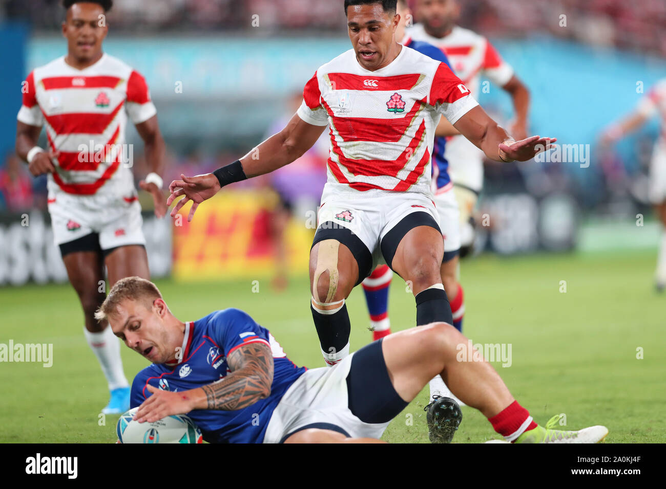 Tokyo, Japan. 20th Sep, 2019. (Top-Bottom) William Tupou (JPN), Dmitry ...